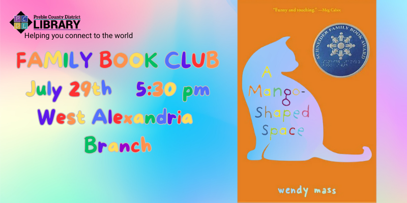 Join us for our fun Family Book Club: A Mango-Shaped Space.